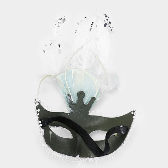 Other | Halloween Crystal Pearl Feather Masquerade Mask | Poshmark